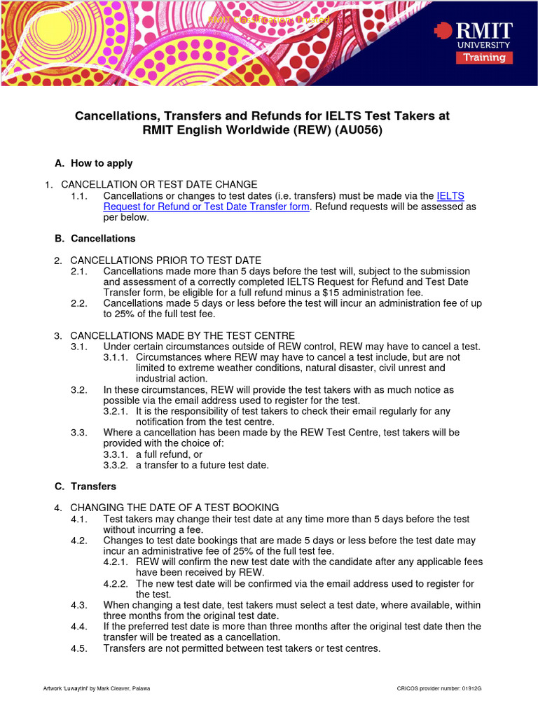 IELTS Test Cancellations & Refunds Guide | PDF | International English ...