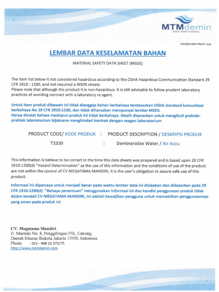MSDS - Air Accu | PDF