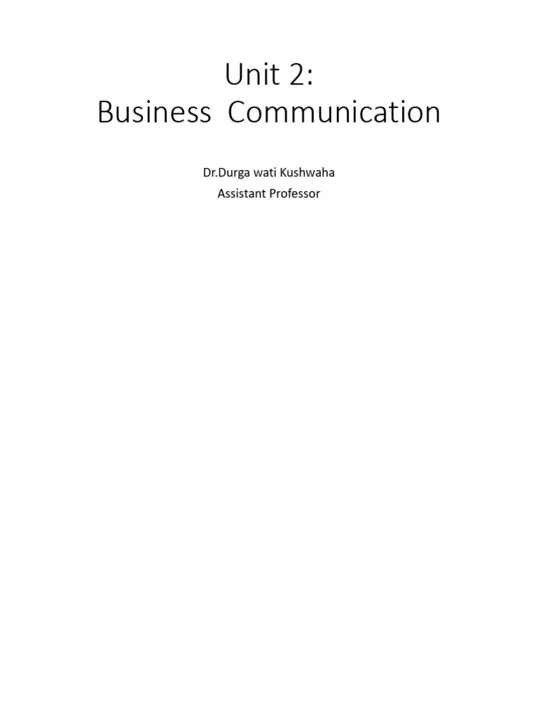 Unit 2 Business Communication | PDF | Communication | Nonverbal ...