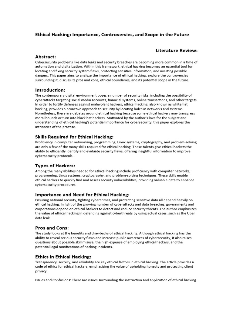 Ethical Hacking: Importance and Future Scope | PDF | Security Hacker ...