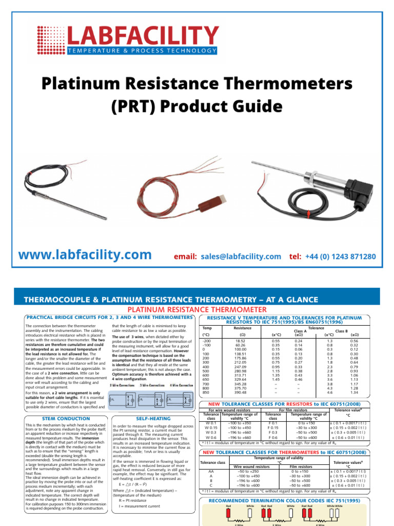 Platinum Resistance Thermometers Prt Product Guide | PDF