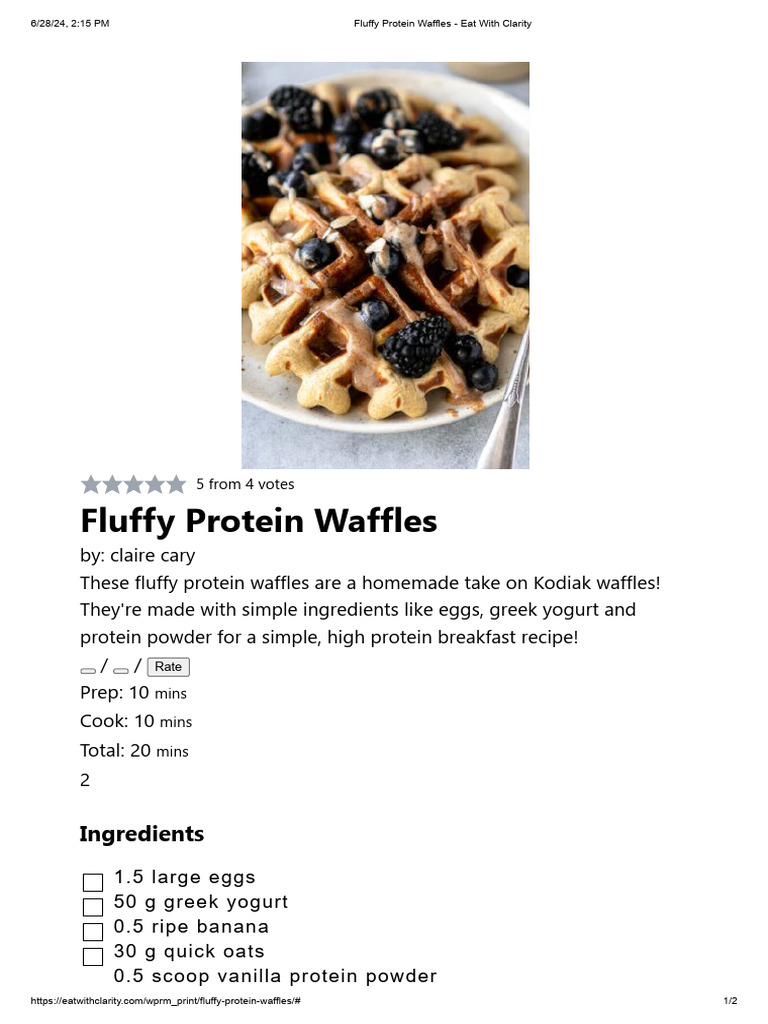 Fluffy Protein Waffles - Eat With Clarity | PDF | Cooking, Food & Wine