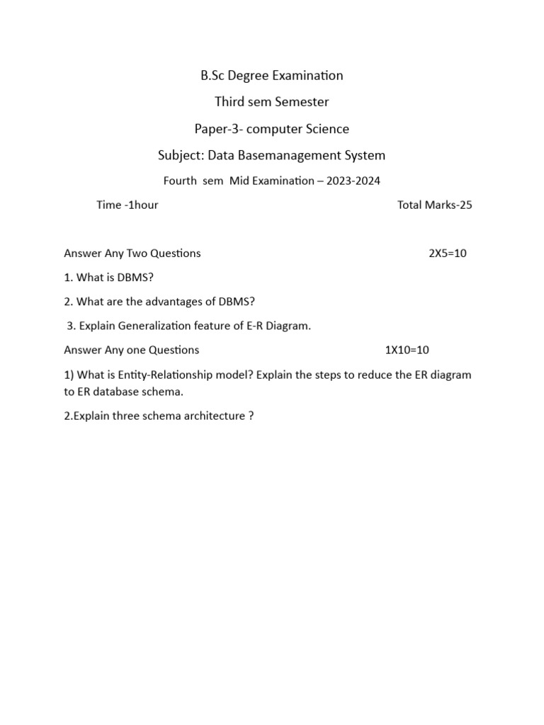 Dbms-Mid 2023-24 | PDF