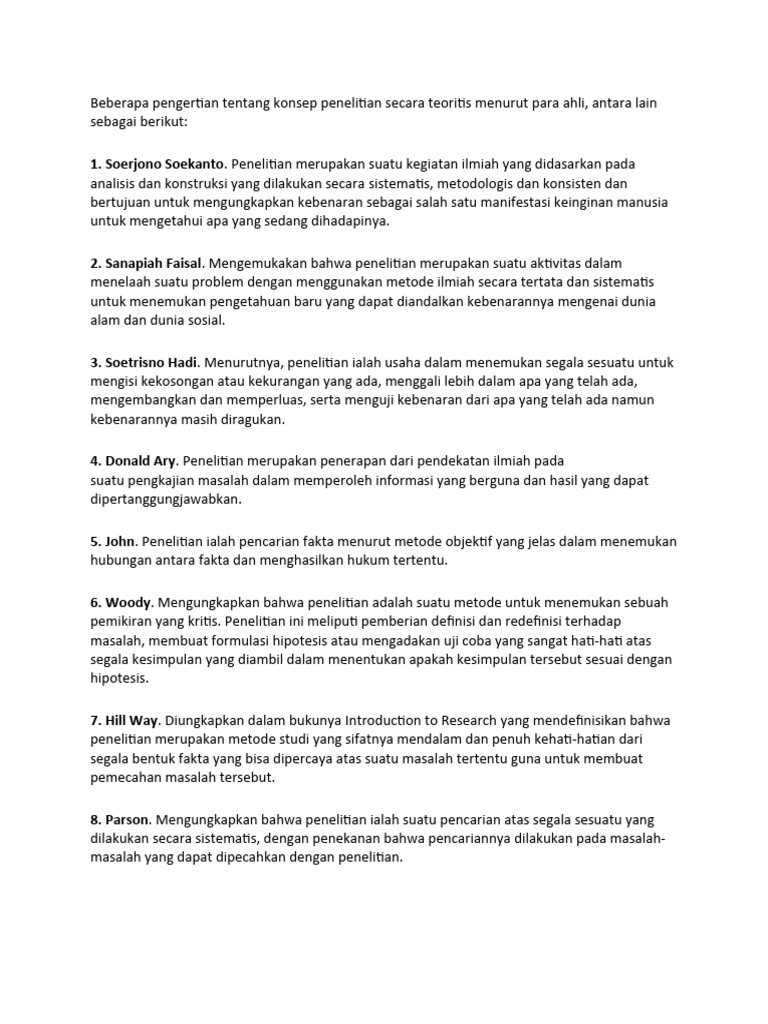 Beberapa Pengertian Tentang Konsep Penelitian Secara Teoritis Menurut ...