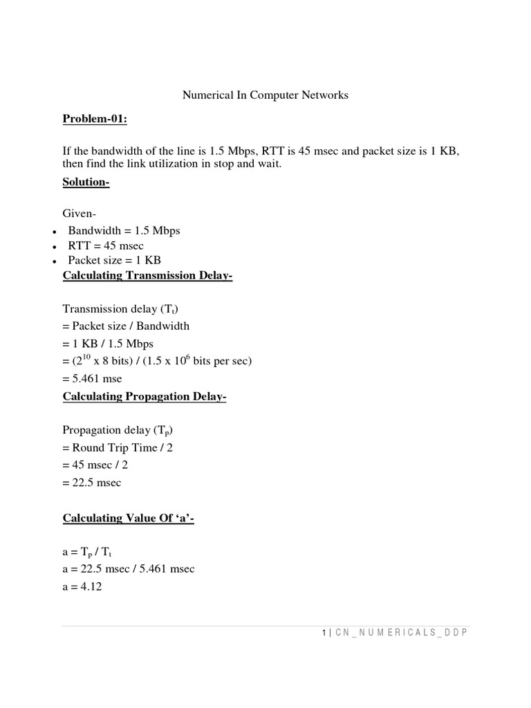 Numerical in Computer Networks | PDF | Bit Rate | Computing