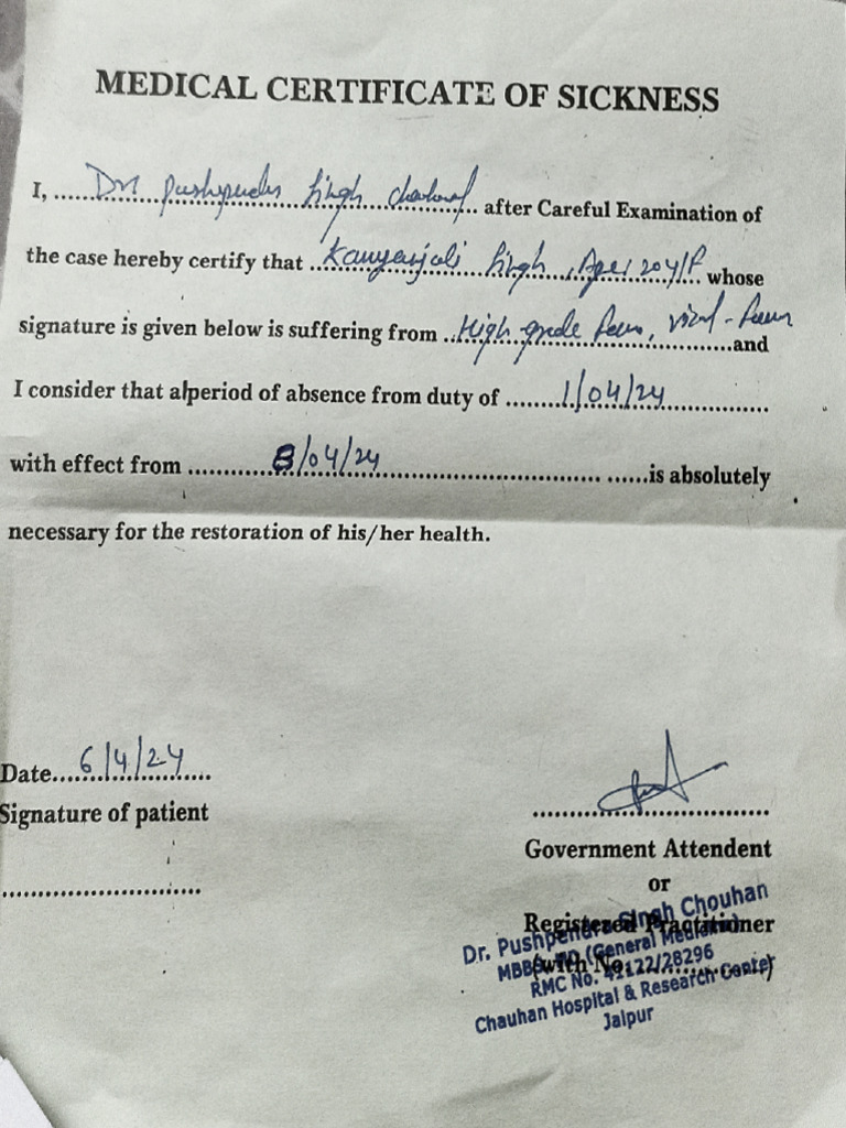 Med Certificate | PDF