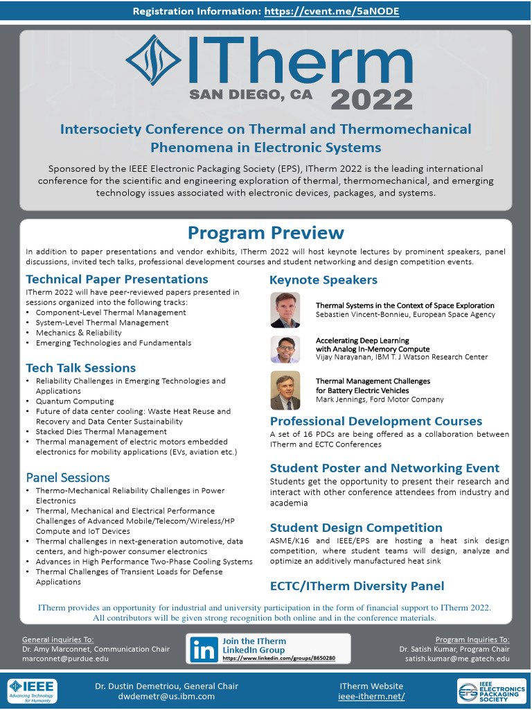 ITherm 2022 Program Flyer | PDF | Electronics | Electric Vehicle
