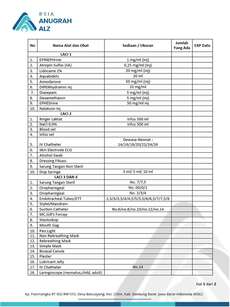 List Troli Emergency | PDF