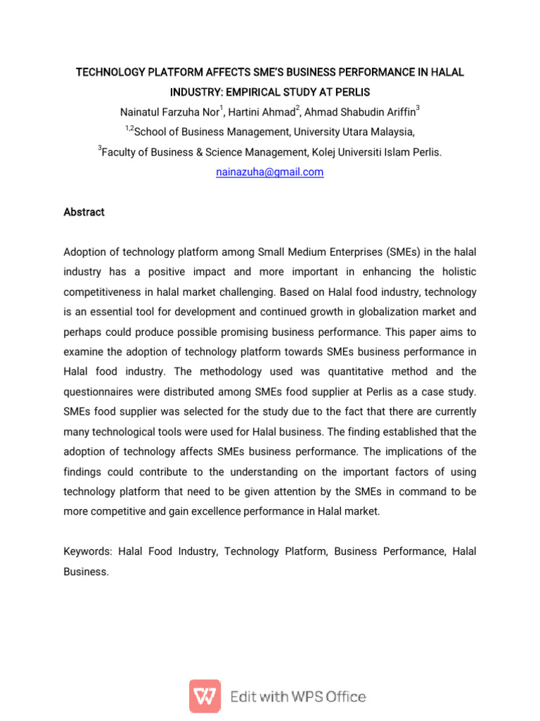 Technology Platform Among SME Perlis | PDF | Small And Medium Sized ...