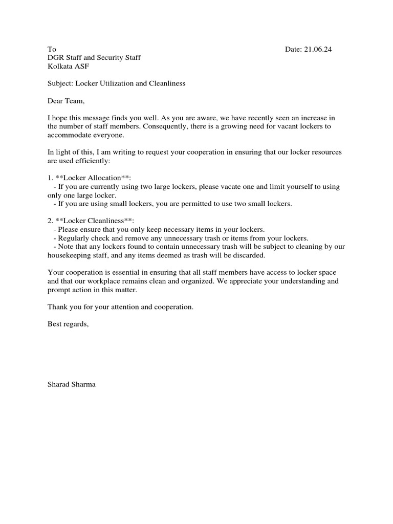 Locker Notice | PDF | Home & Garden