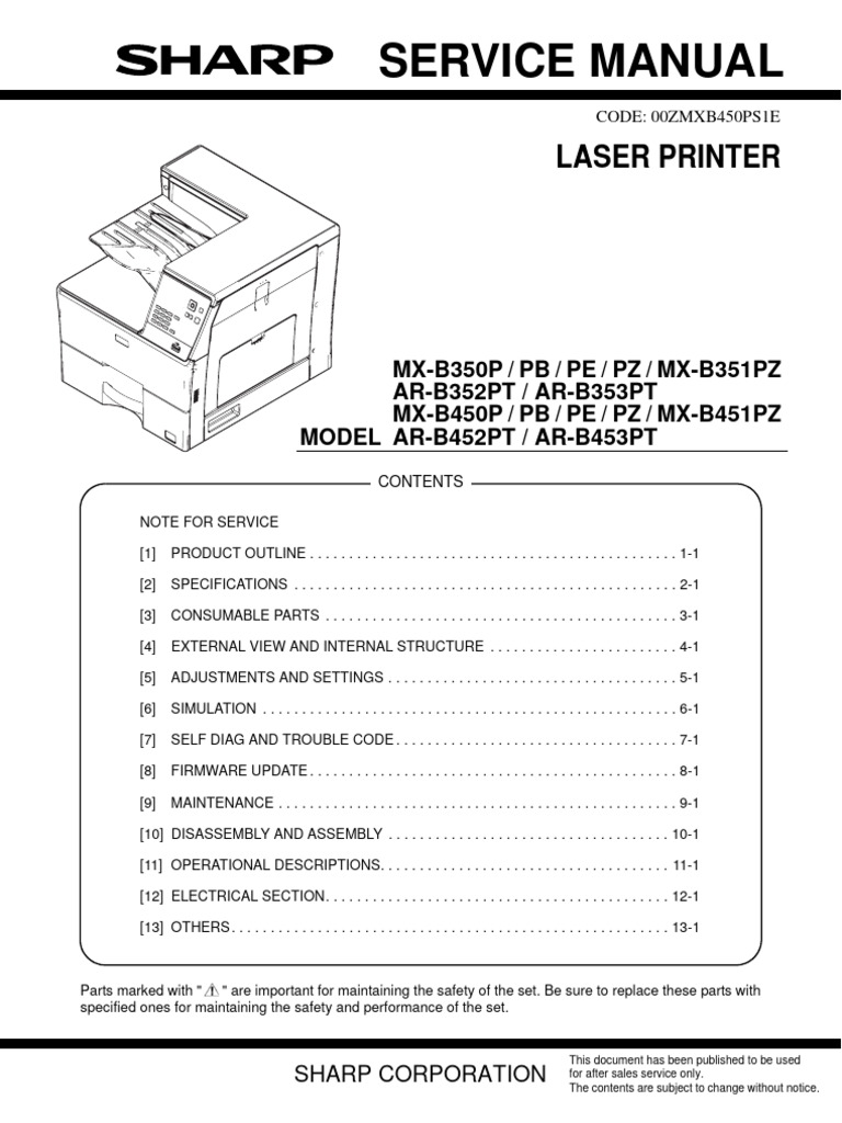 Manual Servicio MX B350P - MX B450P | PDF | Screw | Electrical Connector
