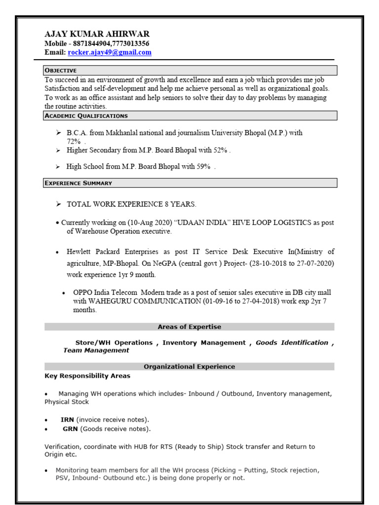 Ajay Kumar Ahirwar Resume New - 1675317257519 - Ajay Kumar Ahirwar ... Ajay Kumar Ahirwar Resume New - 1675317257519 - Ajay Kumar Ahirwar ...
