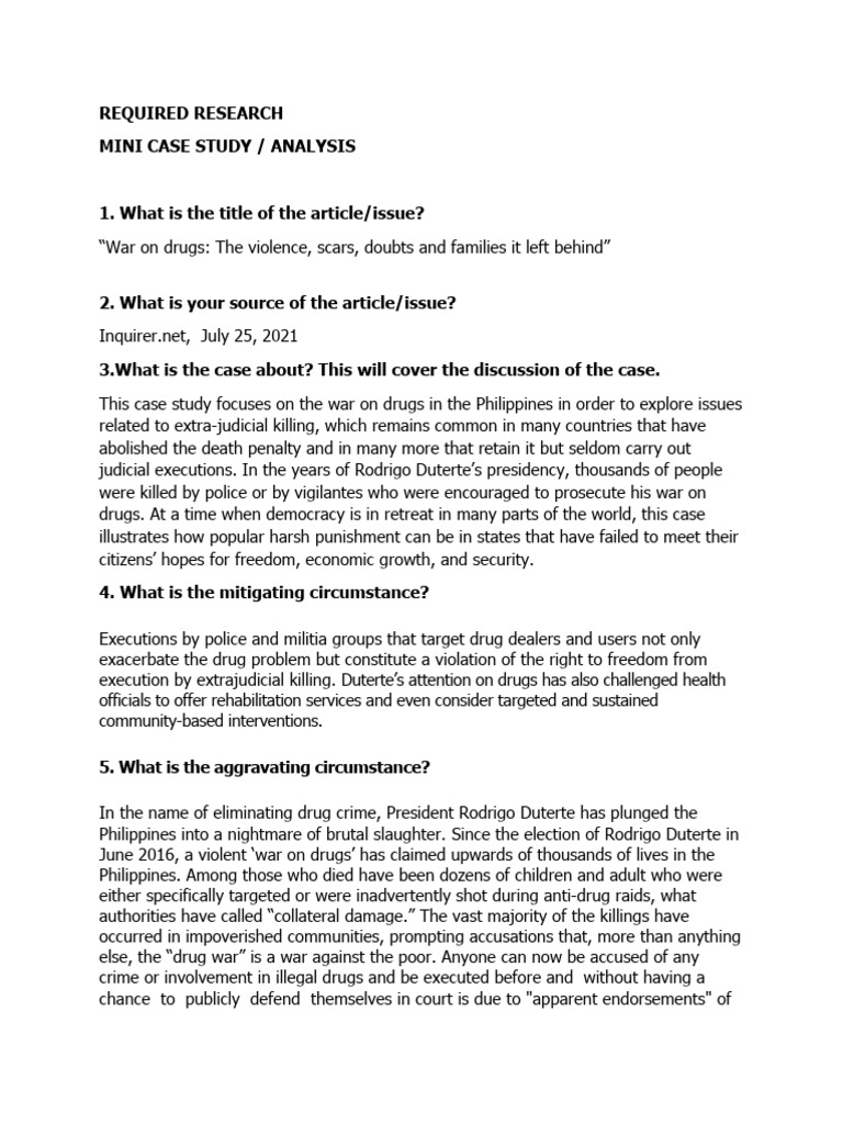 Mini Case Study | PDF | Capital Punishment | Rodrigo Duterte