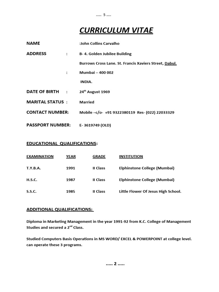 Collins CV Updated-4 | PDF | Cargo | Business