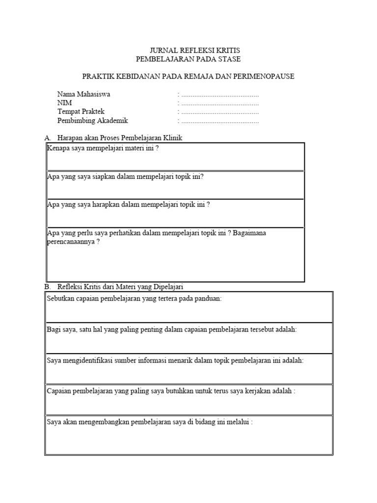 Jurnal Refleksi Kritis | PDF