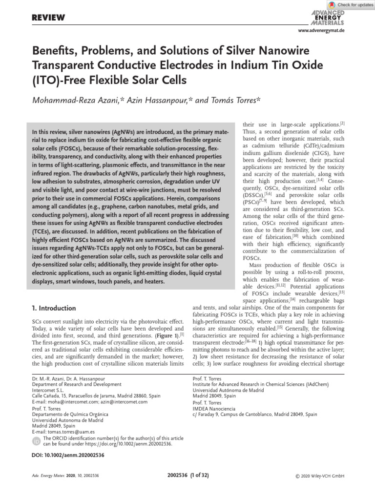 Benefits, Problems, and Solutions of Silver Nanowire Transparent Conductive Electrodes in Indium ...