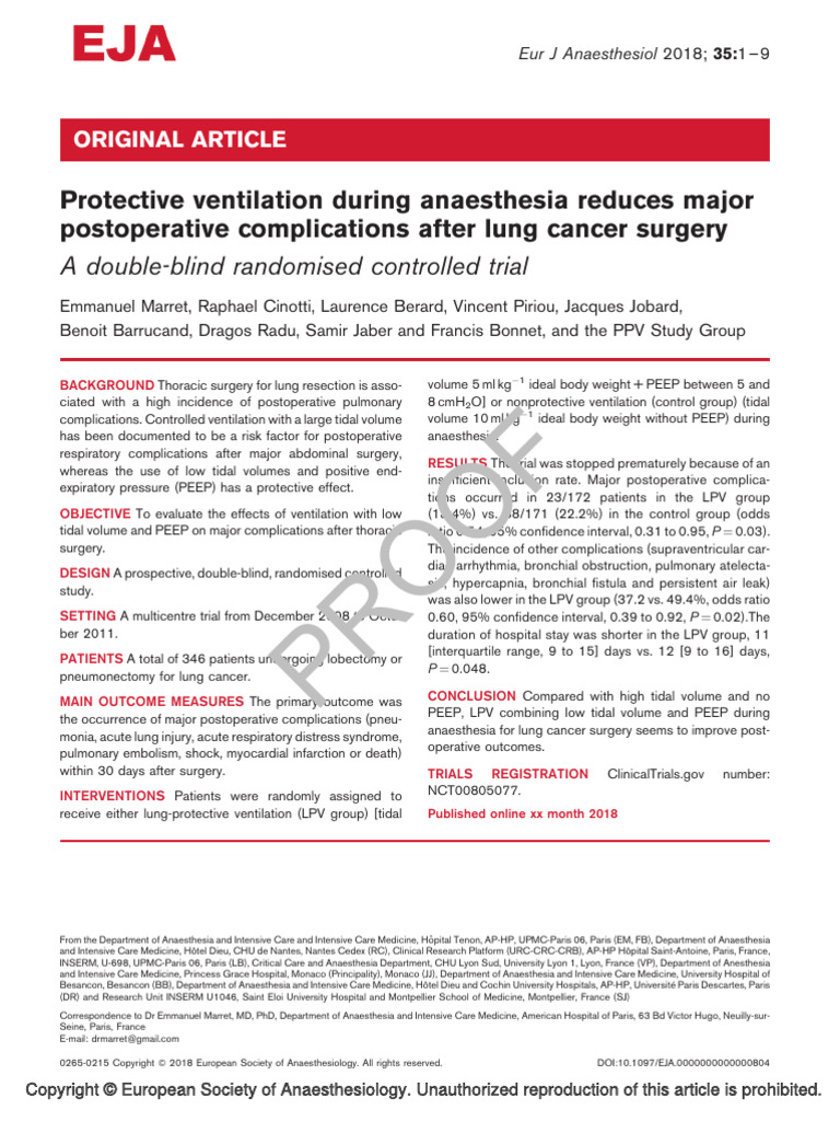 Protective Ventilation During Anaesthesia Reduces Major Postoperative ...