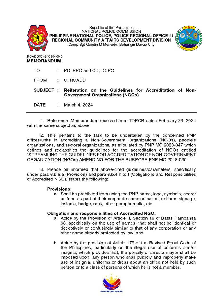 Memo Ngos | PDF | Non Governmental Organization | Government