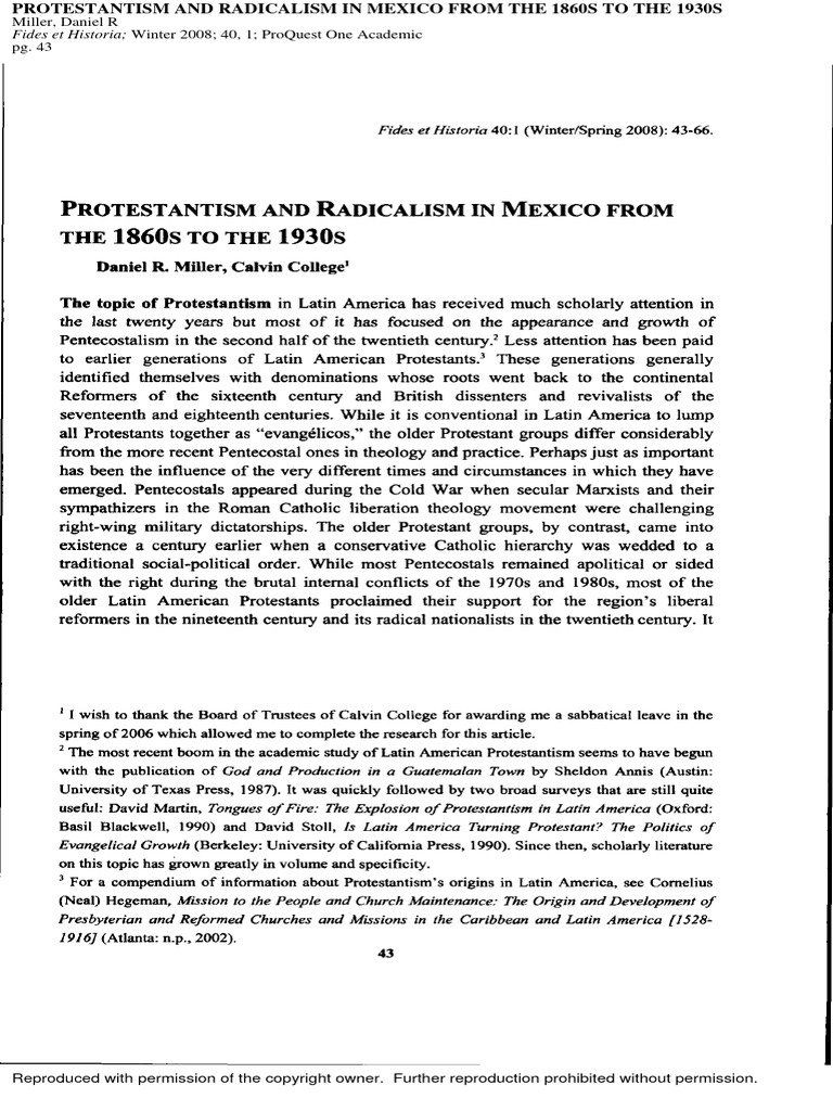 Protestantism and Radicalism in Mexico From The 1860S To The 1930S ...