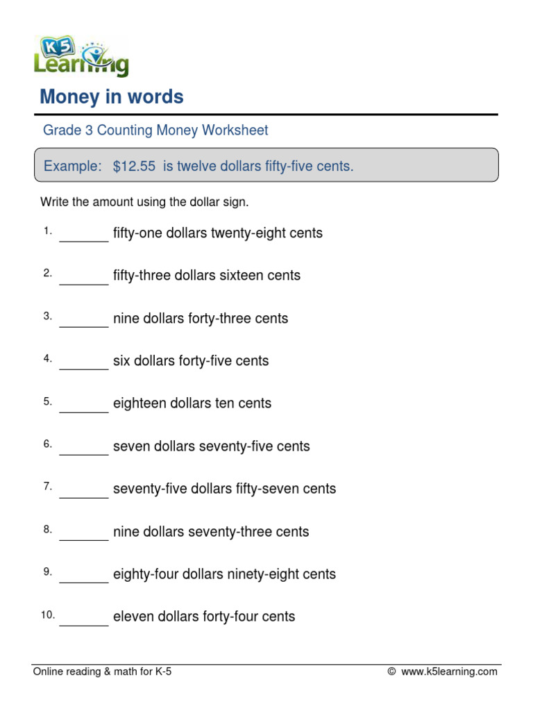 Grade 3 Money Counting Worksheet | PDF | Career & Growth | Home & Garden