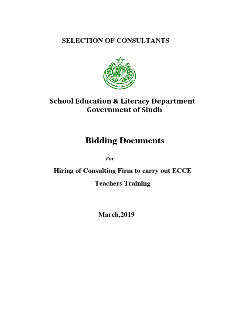 Sindh ECCE Teachers Training RFP | PDF | Request For Proposal | Consultant