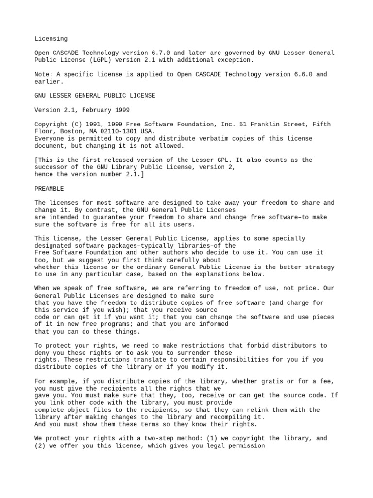 OpenCascade_License | Download Free PDF | Source Code | Library (Computing)
