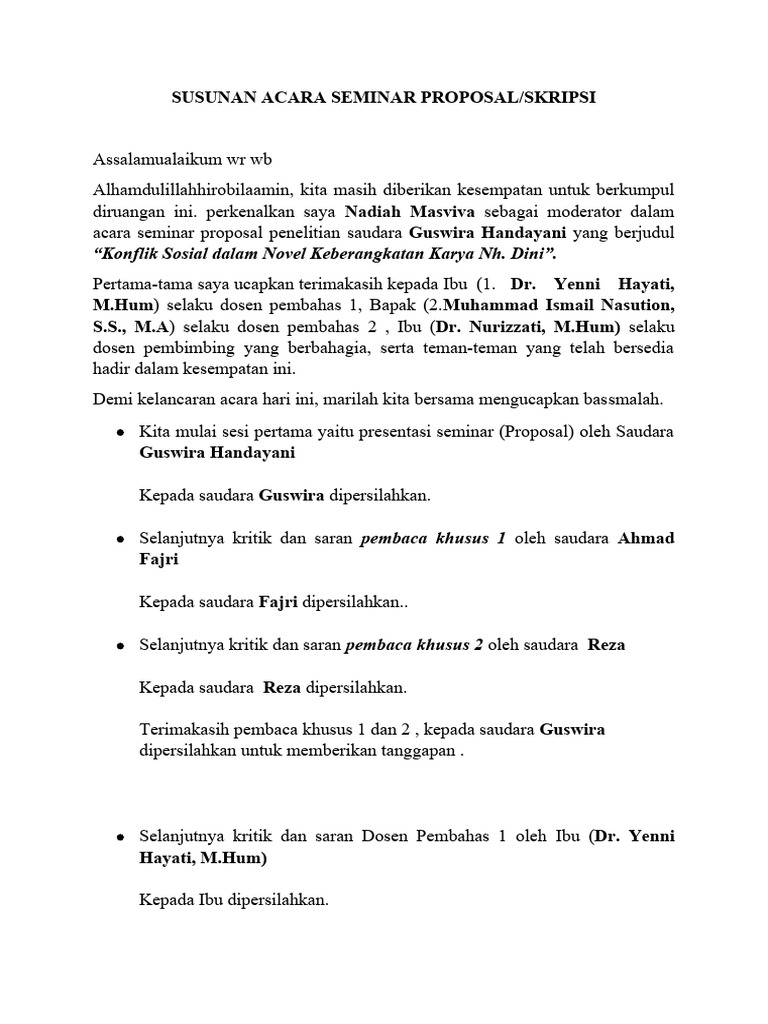 Susunan Acara Sempro | PDF | Ilmu Sosial