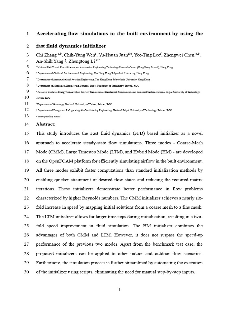Accelerating Flow Simulations in The Built Environment by Using The Fast Fluid Dynamics ...