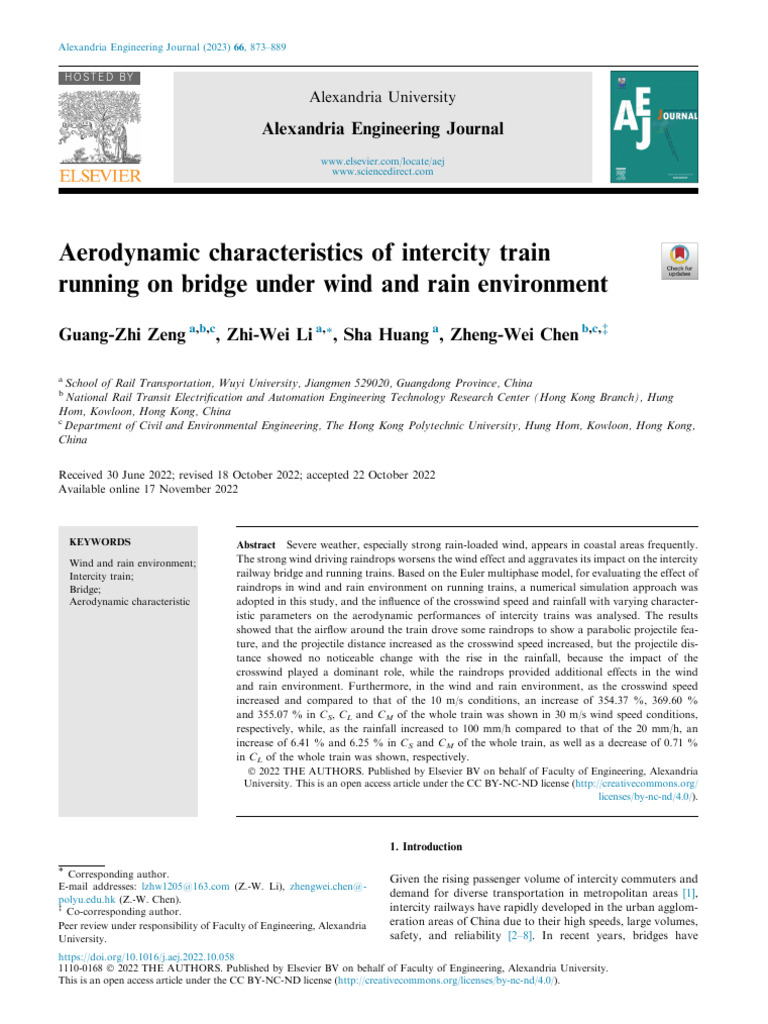 Aerodynamic Characteristics of Intercity Train Running On Bridge Under ...