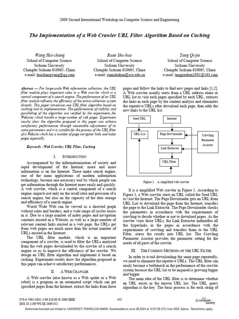 The Implementation of A Web Crawler URL Filter Algorithm Based On Caching | PDF | World Wide Web ...