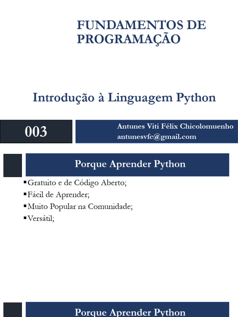 00_3_introducao_a_linguagem_python | PDF | Python (linguagem de ...