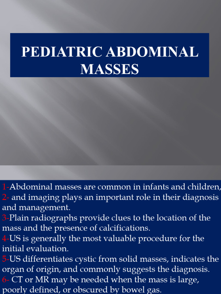 Pediatric Abdominal Masses | PDF | Spleen | Liver