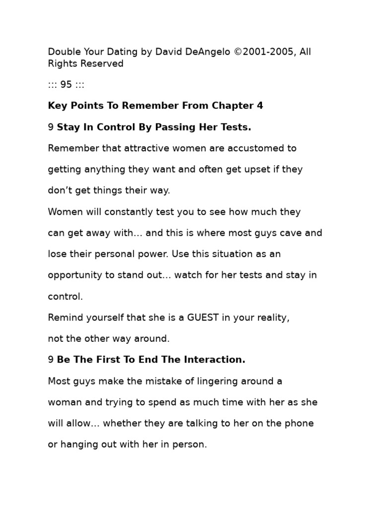 Double Your Dating Second Edition - David DeAngelo, Jan, 101-145-146 ...