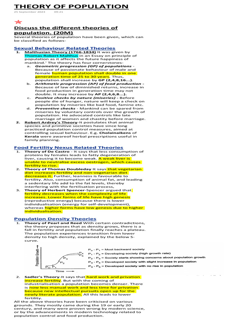 Theories of Population Growth Explained | PDF