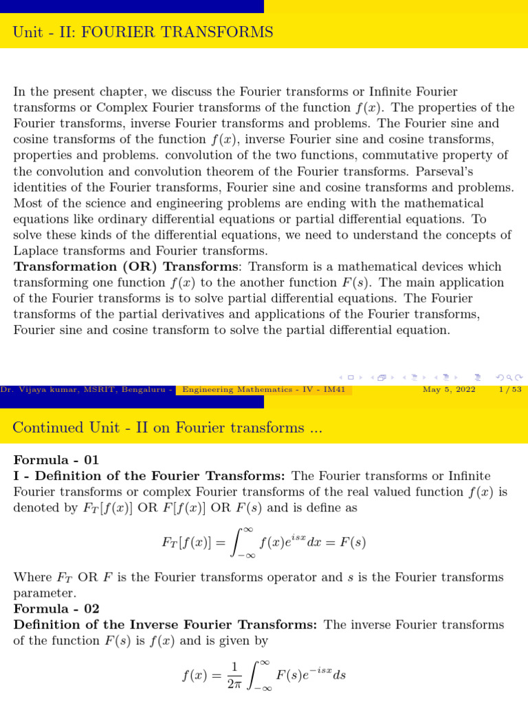 Maths FT | PDF | Fourier Transform | Convolution
