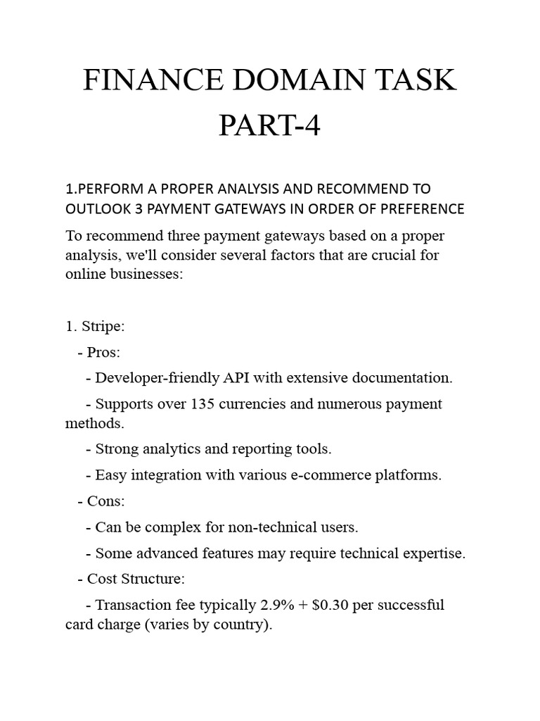 Finance Domain Task Part4 | PDF | Pay Pal | Point Of Sale