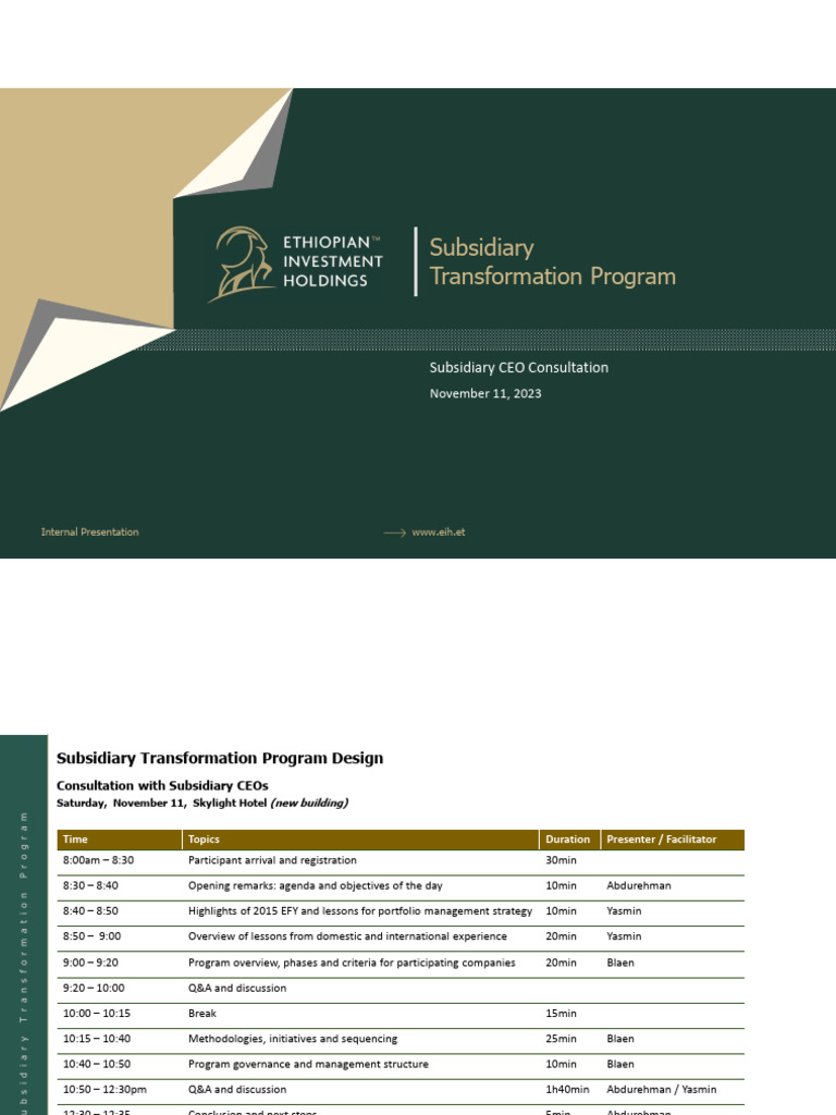 STP Design Update - Subsidiary CEO Consultation | PDF | Governance ...
