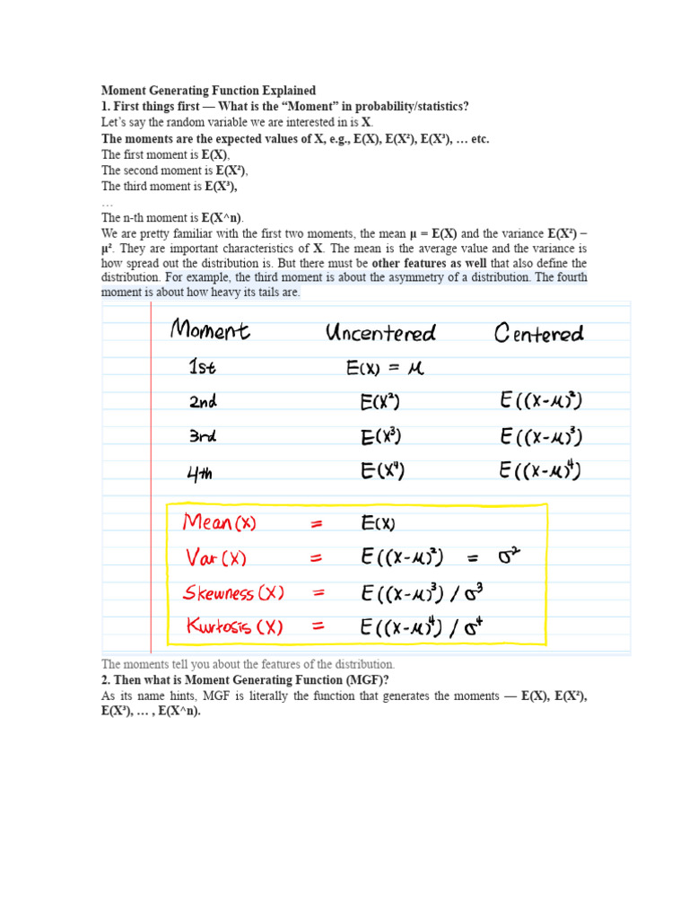 Generating Fns - Moment Generating Chap 2 | PDF | Probability ... Generating Fns - Moment Generating Chap 2 | PDF | Probability ...