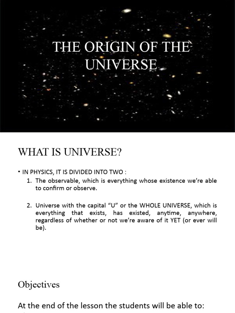 LECTURE 1 Origin of the Universe | PDF | Universe | Big Bang