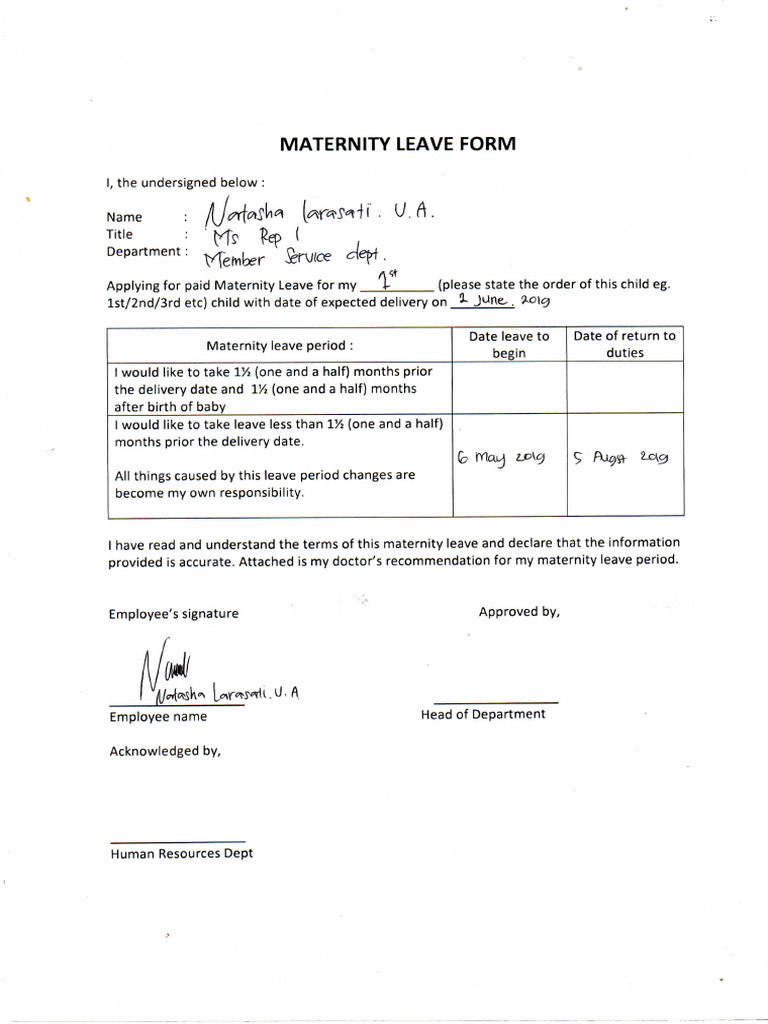 Surat Maternity Leave Form | PDF
