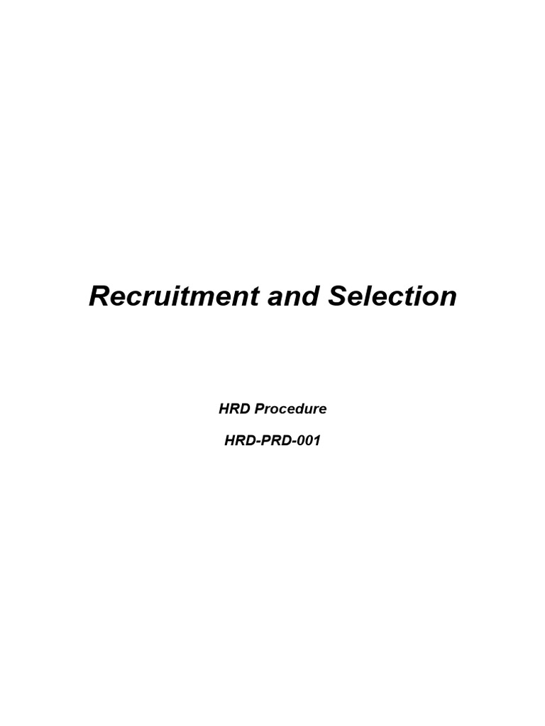 HRD-PRD-001 Recruitment and Selection - OK | PDF | Recruitment | Human ...