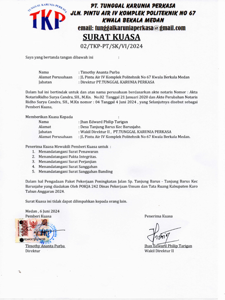 DOK+PQ+TKP+Peningkatan+Jalan+Sp +Tanjung+Barus+-+Tanjung+Barus+Kec +barusjahe | PDF