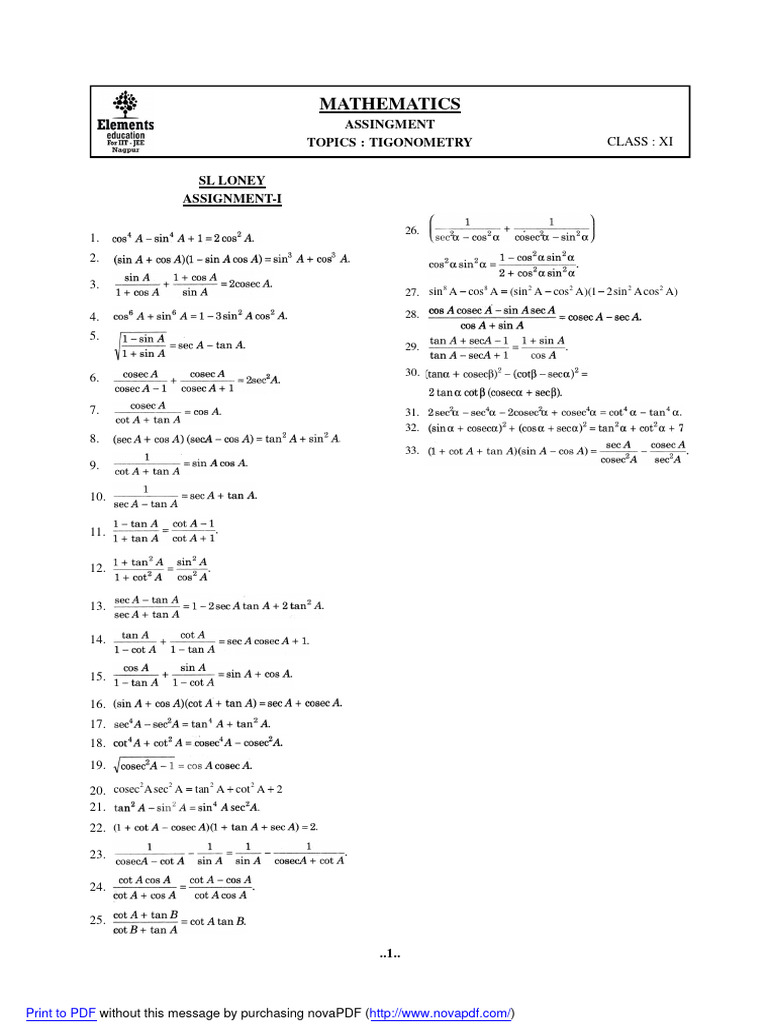 Trigonometry DPP 1-5 S.L. | PDF | Trigonometric Functions | Trigonometry