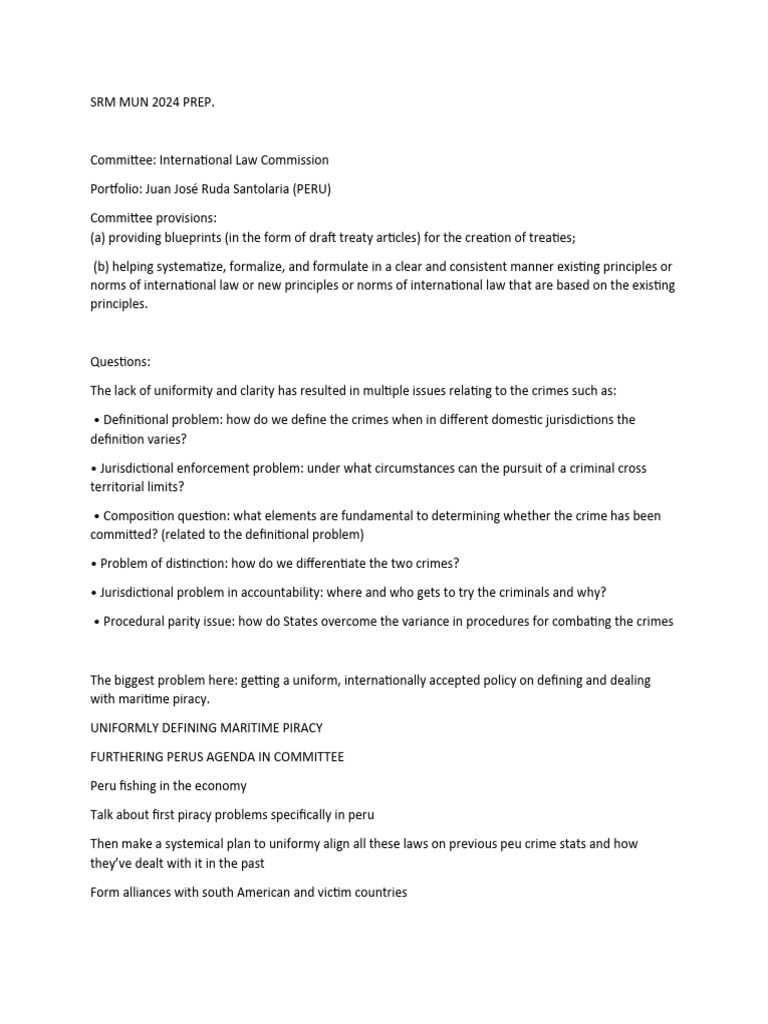 SRM Mun 2024 Prep Day 1 | PDF | Territorial Waters | United Nations ...