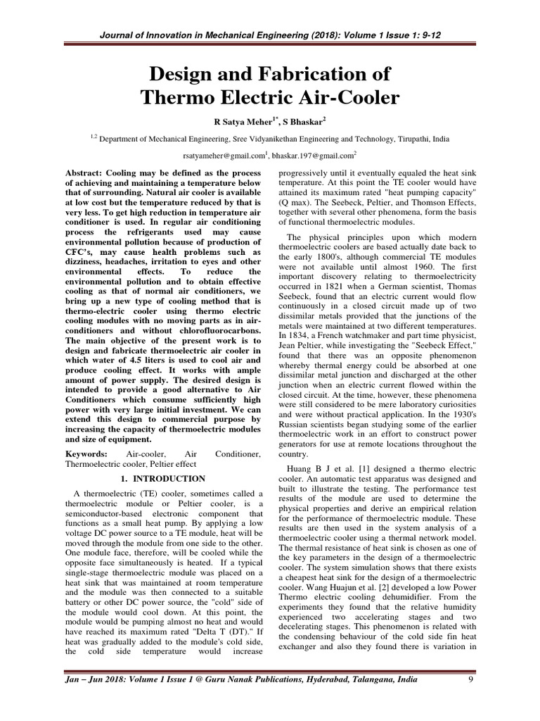 Thermoelectric Cooler Design | PDF | Continuum Mechanics | Quantity