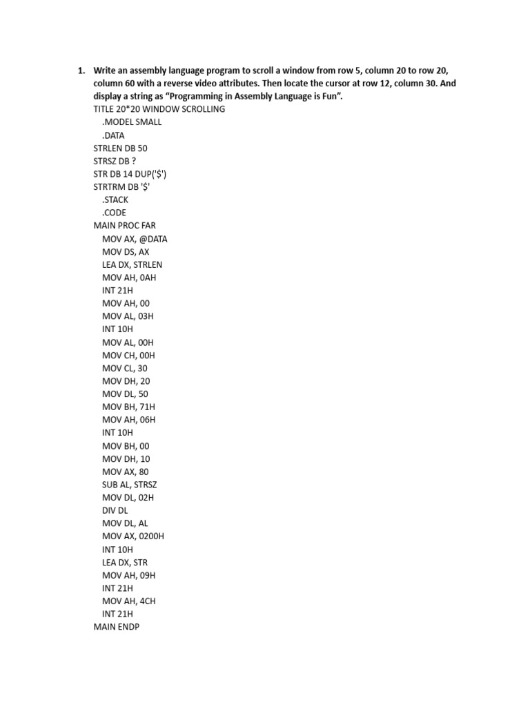 Lab 9 Pdf Cursor User Interface Assembly Language 3412