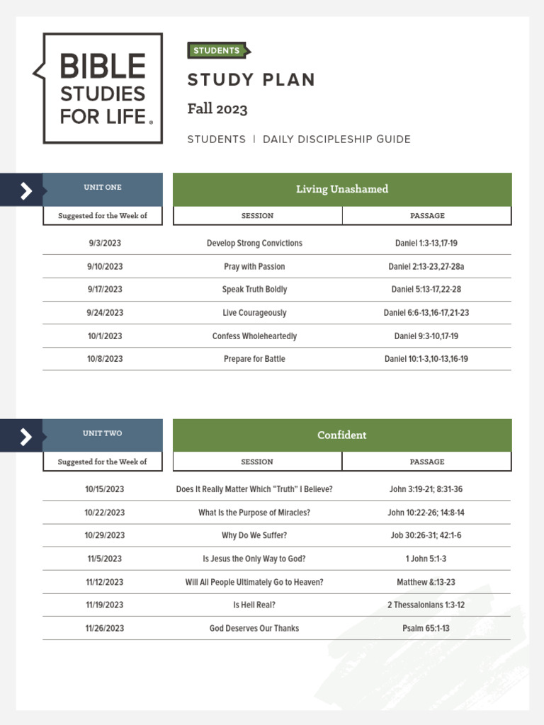 Fall23 Fall24 - BSFL Student StudyPlan | PDF | Jesus | Book Of Genesis