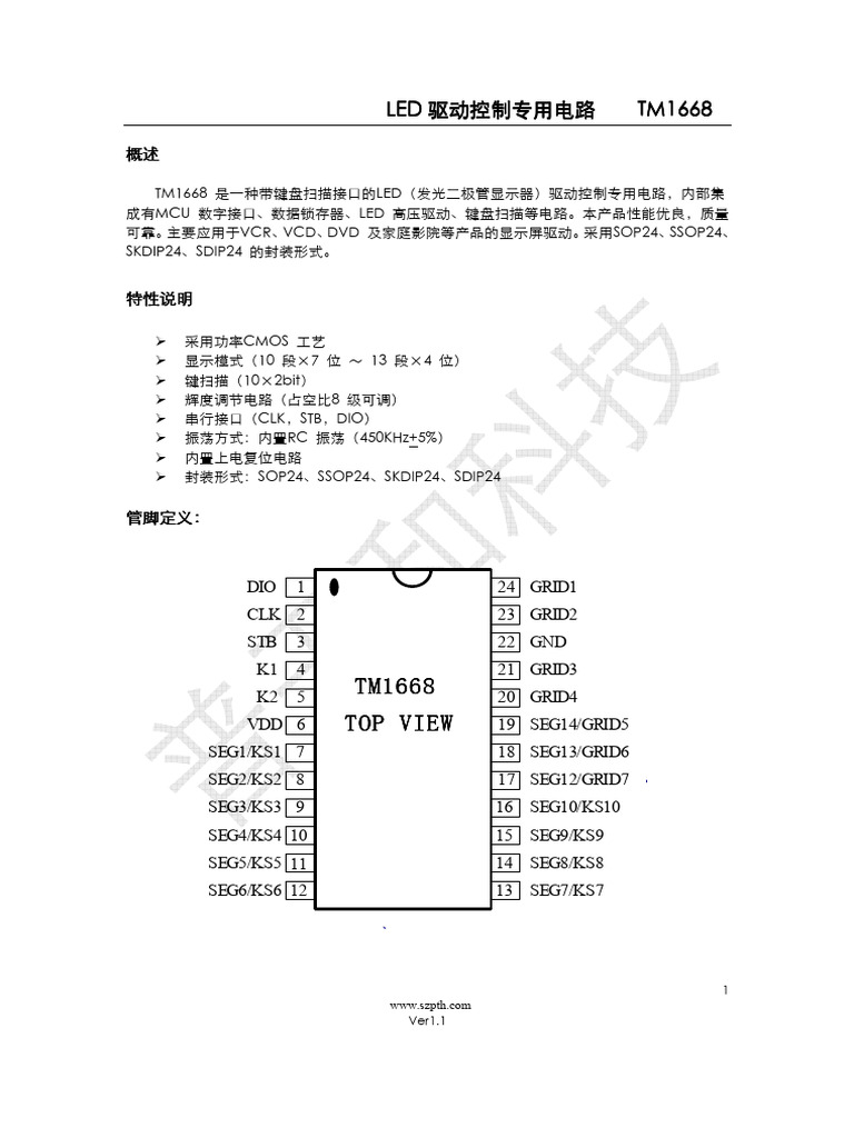 TM1668 Datasheet | PDF