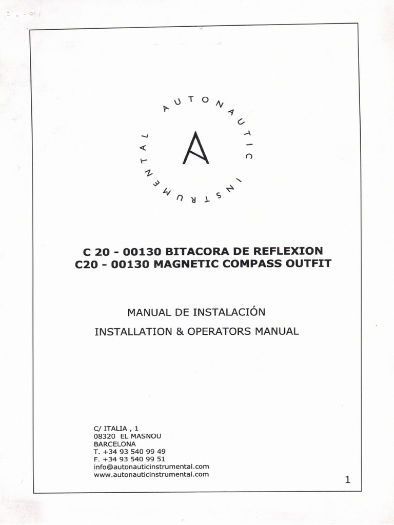 Installation and Operational Manual For Magnetic Compass | PDF
