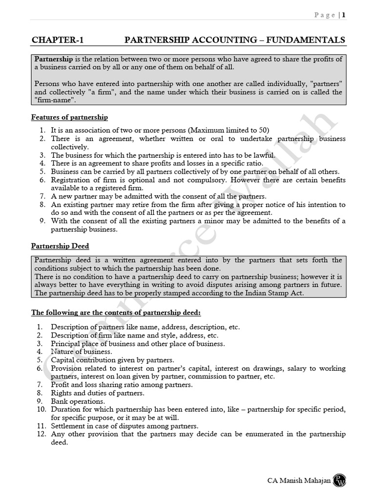 E-Notes 01 - Notes (Fundamentals of Partnership Accounting) | PDF ...
